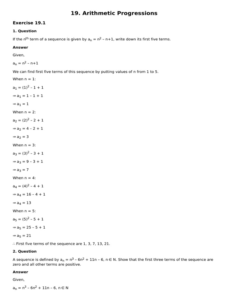 Arithmetic Progressions | Download Free PDF | Summation | Numbers