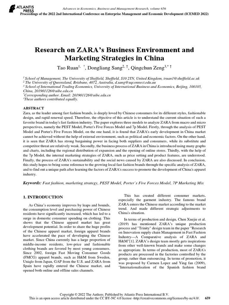 Research On ZARA's Business Environment and Marketing Strategies in ...