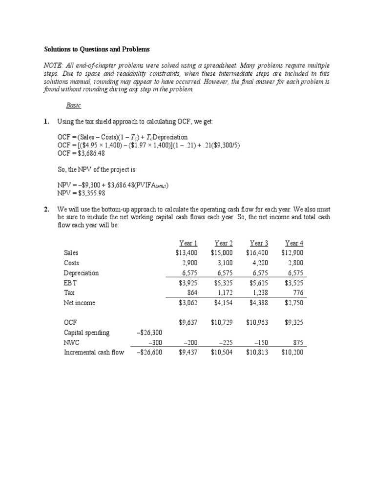 Chapter 6 - Answer Key | PDF | Depreciation | Net Present Value
