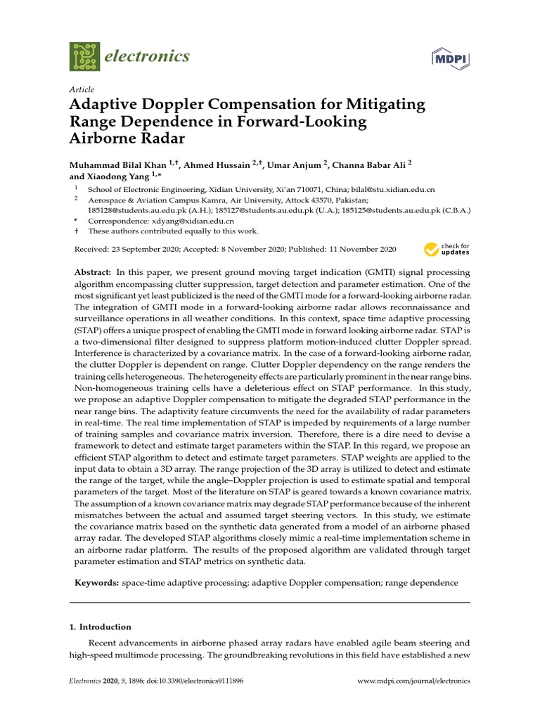 Adaptive Doppler Compensation For Mitigating | PDF | Radar | Principal Component Analysis