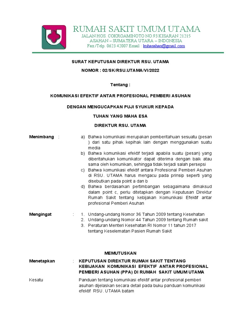 SKP 2 EP 1 No 1 SK Komunikasi Efektif Antar PPA | PDF