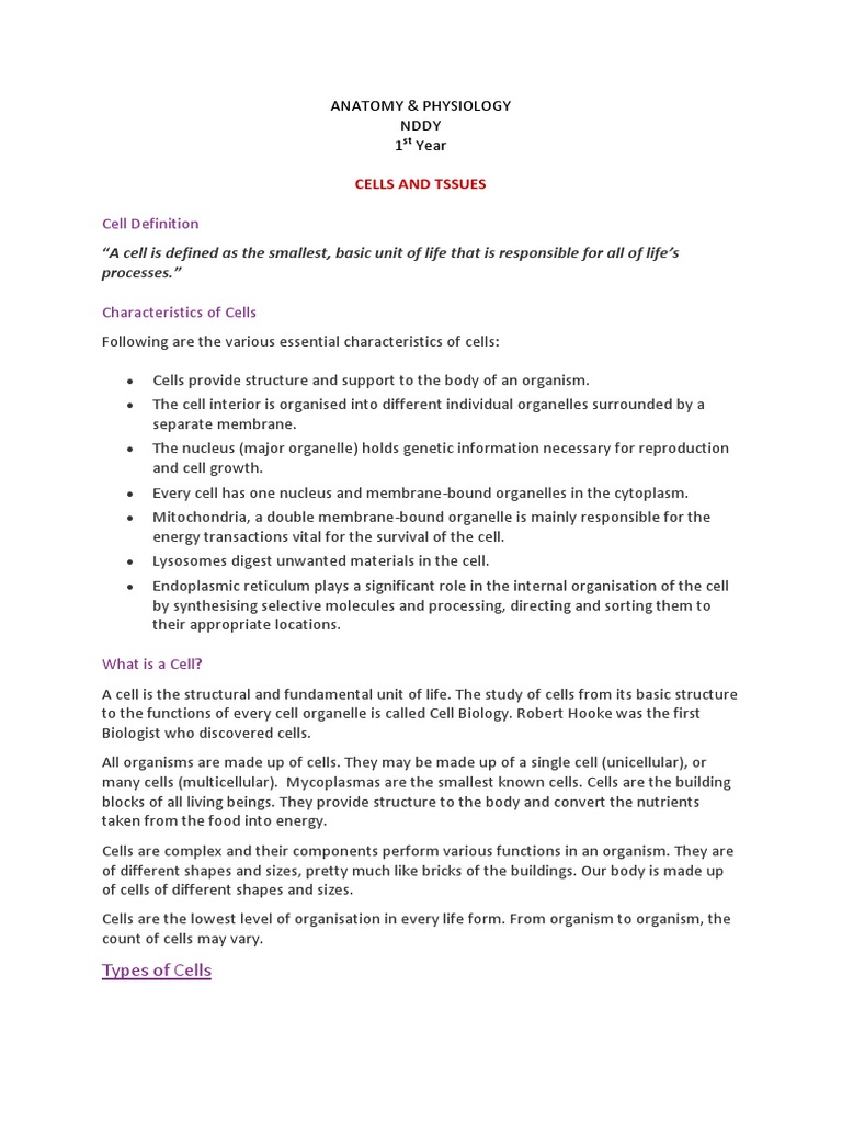 Cells Tissues | PDF | Cell (Biology) | Tissue (Biology)