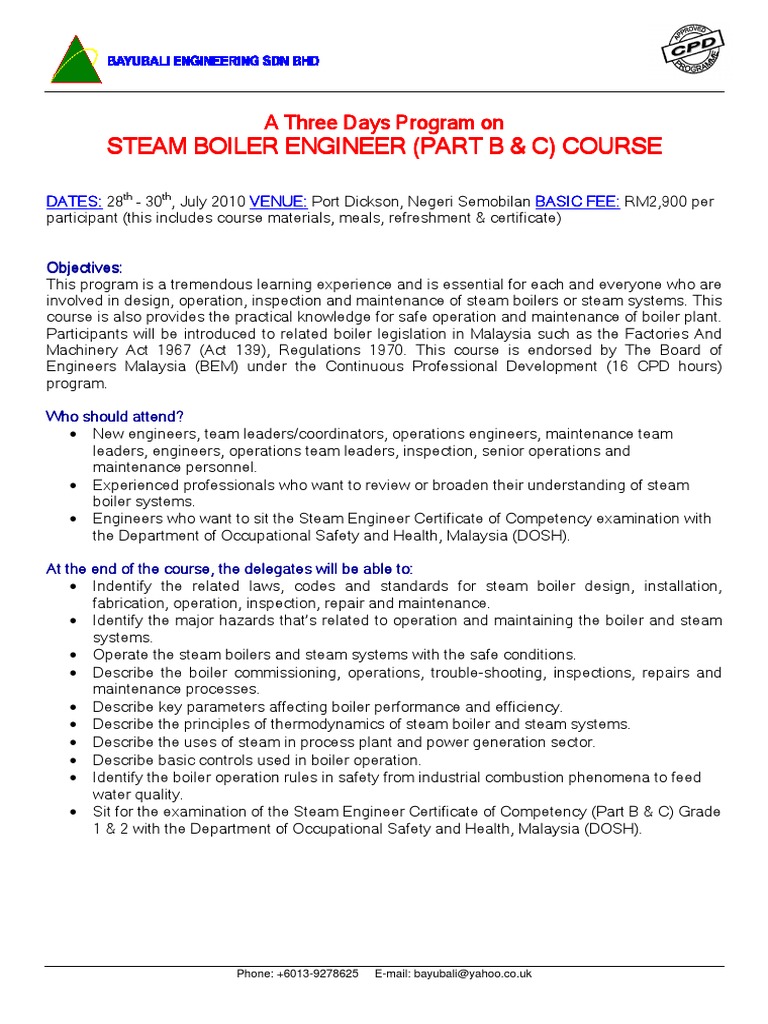Steam Boiler Engineer Course Guide | PDF | Boiler | Steam
