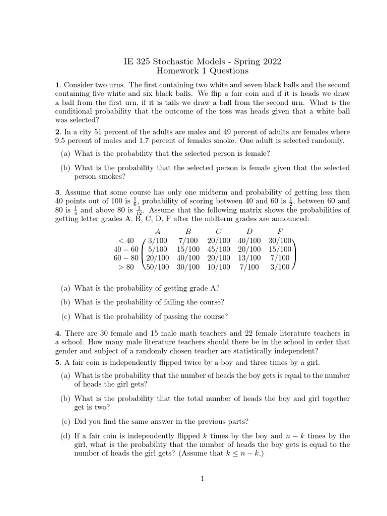 HW 1 | PDF | Probability Density Function | Probability And Statistics