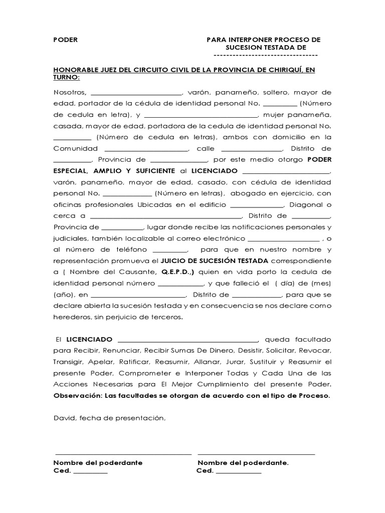 Modelo de Poder y Demanda de Sucesion Testada | PDF | Voluntad y ...