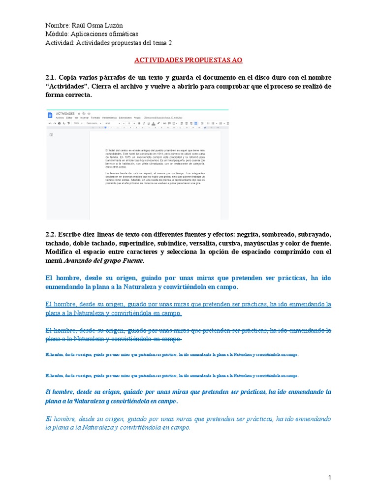 ROL AO2 Actividadespropuestas | PDF | Texto | Escritura