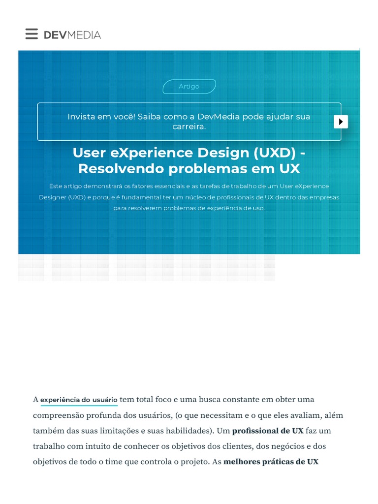 User Experience Design (UXD) - Resolvendo Problemas em UX | PDF | Usabilidade | Experiência de ...
