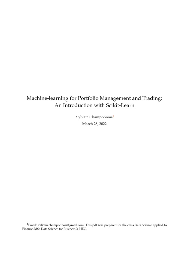 Intro ML For Quants | PDF | Modern Portfolio Theory | Regression Analysis Intro ML For Quants | PDF | Modern Portfolio Theory | Regression Analysis