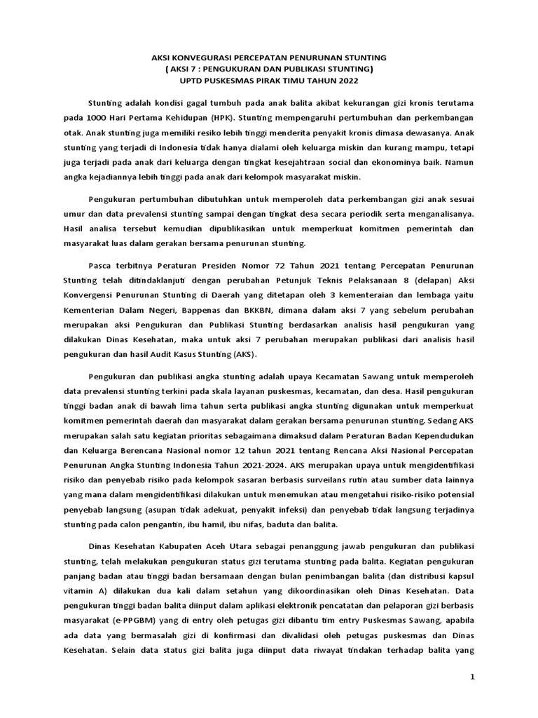 Data Aksi 71 Pirak Timu 2022 | PDF