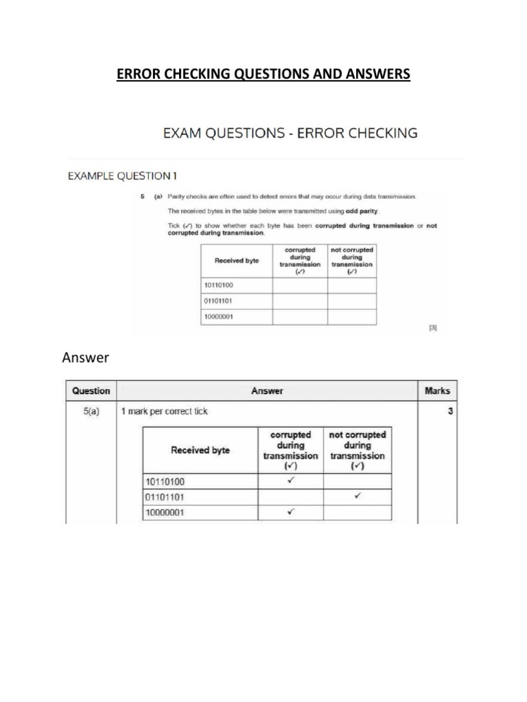 Error Checking Questions And Answers Pdf Error Detection And Correction Fault Tolerance