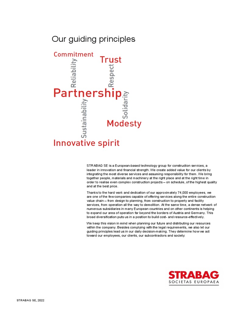 Strabag Se Our Guiding Principles 2022 | PDF