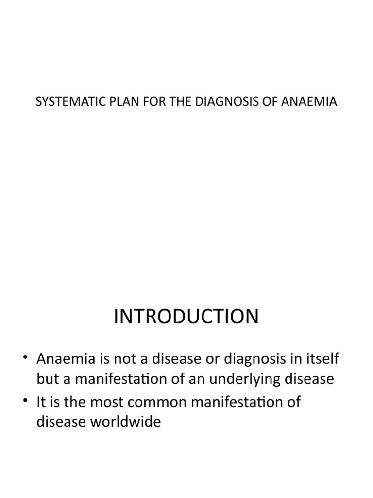 Systematic Plan For The Diagnosis of Anaemia | PDF | Anemia | Physiology