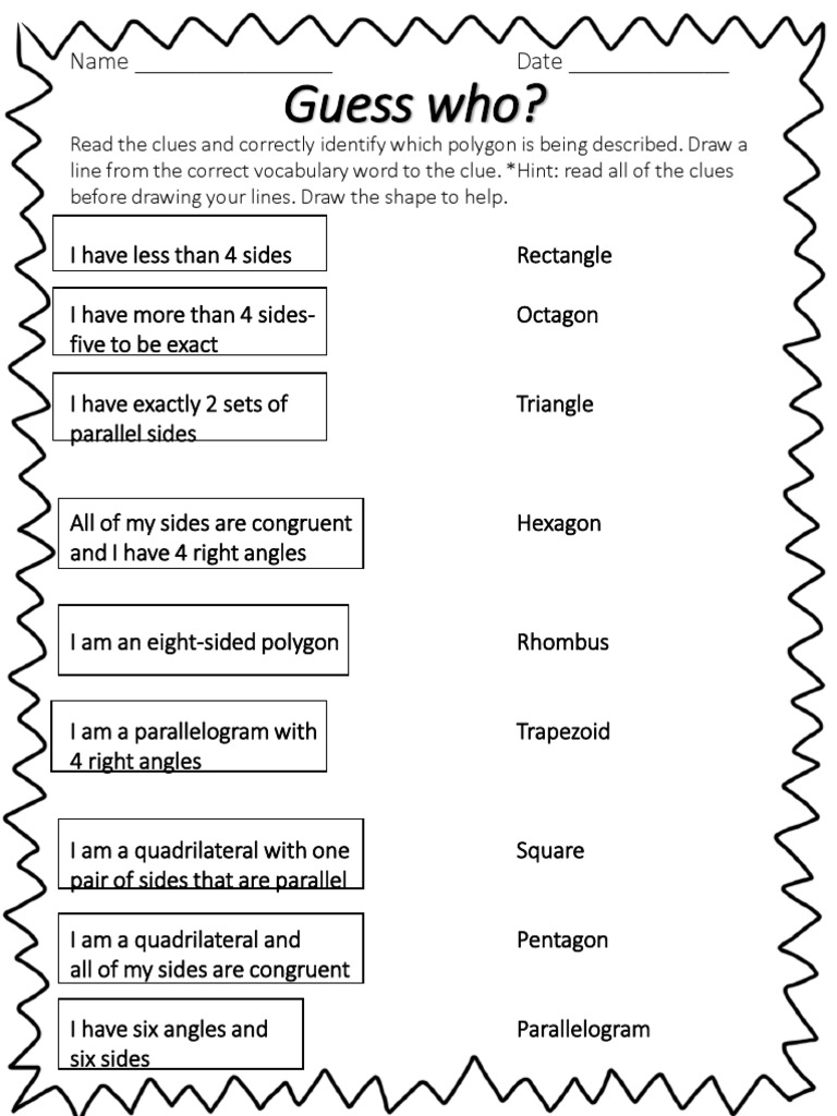 Guess Who? | PDF | Rectangle | Geometric Objects