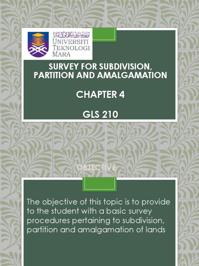 Chapter 4 Survey For Subdivision Partition and Amalgamation | PDF | Surveying | Government
