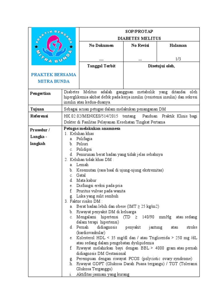 Sop Diabetes Melitus PB | PDF