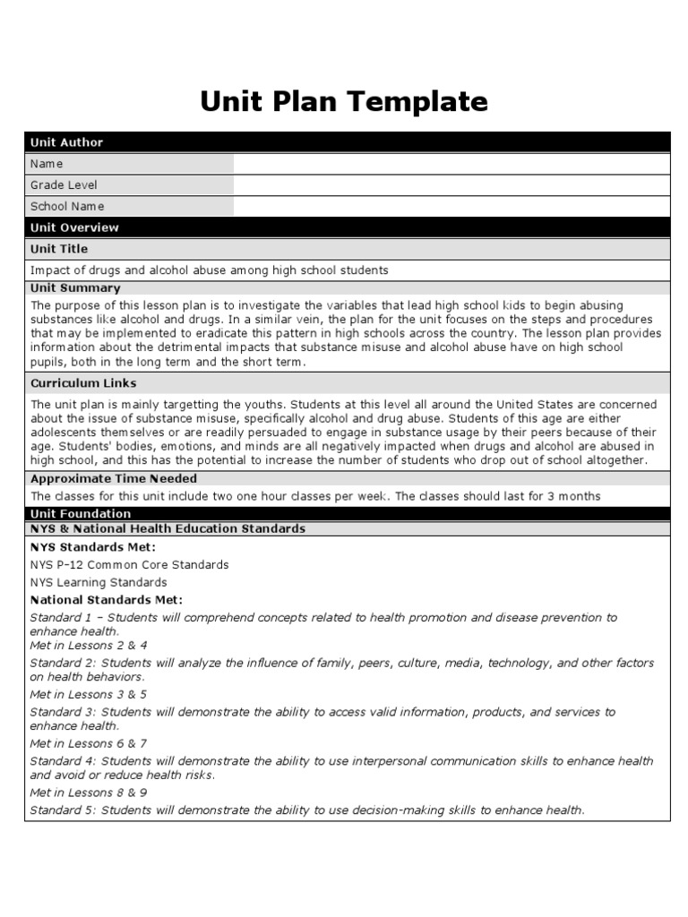 Unit Plan Template (1) | PDF | Educational Assessment | Teaching Method