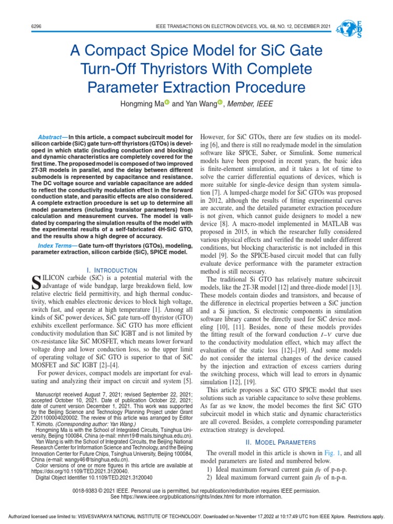 A Compact Spice Model For SiC Gate Turn-Off Thyristors With Complete ...