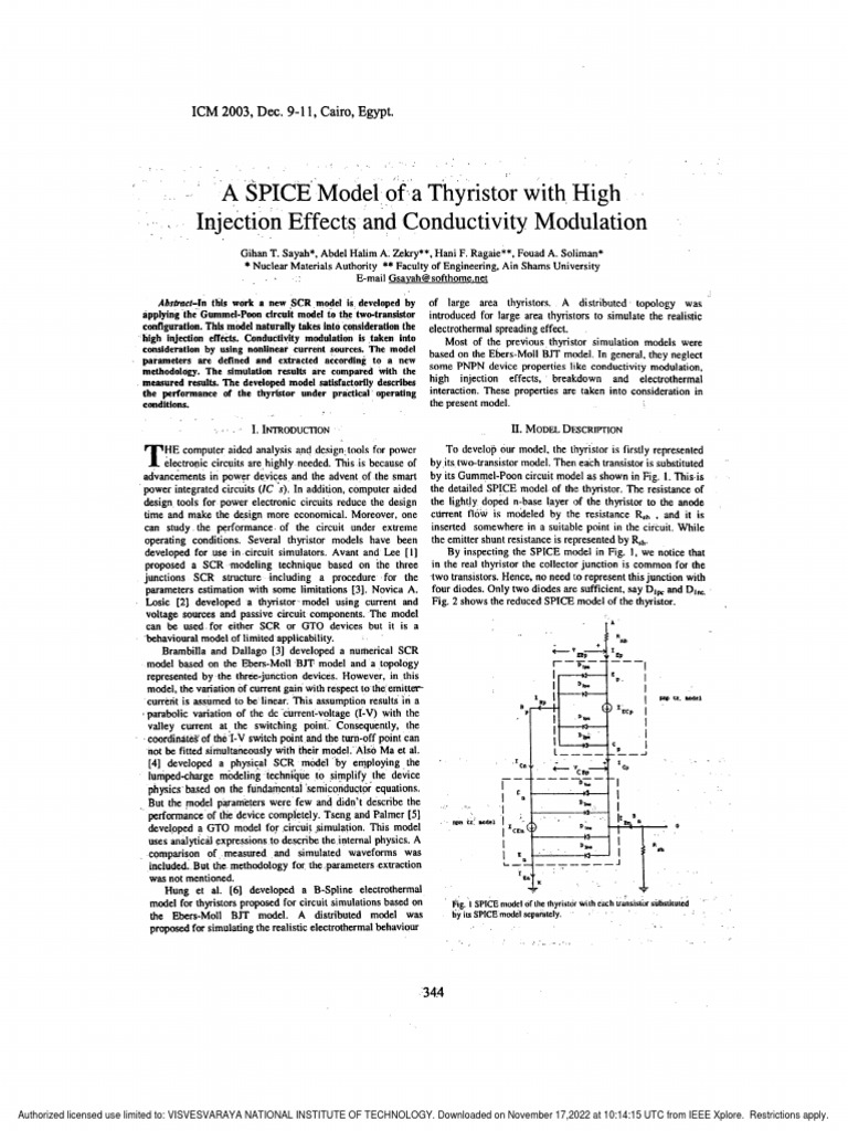 Thyristor SPICE Model Analysis | PDF | Bipolar Junction Transistor | Spice