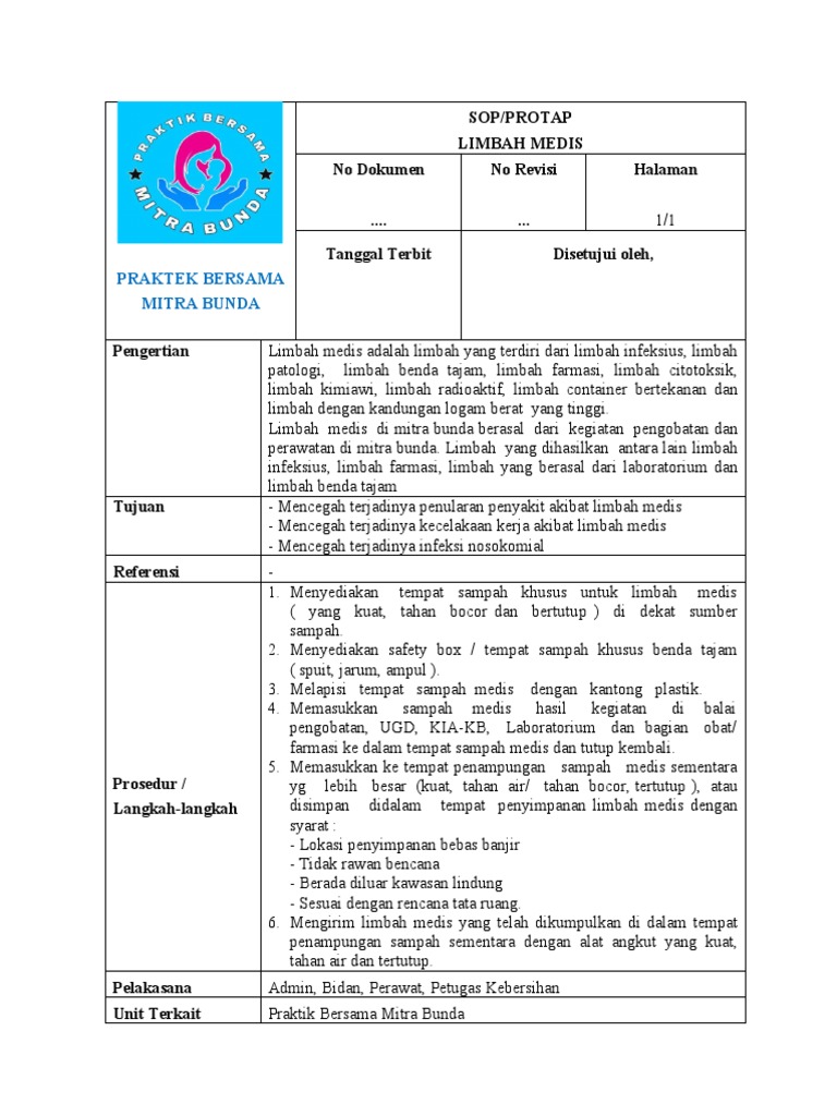 Sop Limbah Medis PB | PDF