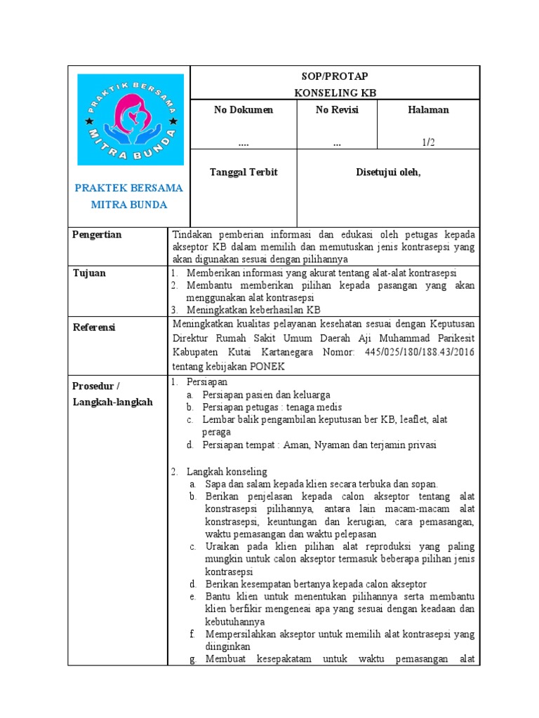 Sop Konseling KB PB | PDF