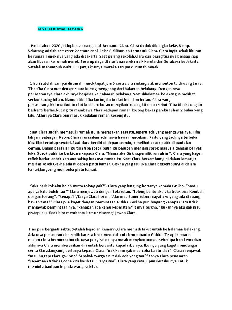 MISTERI RUMAH KOSONG by Ifi | PDF | Fiksi Misteri, Thriller, & Kejahatan