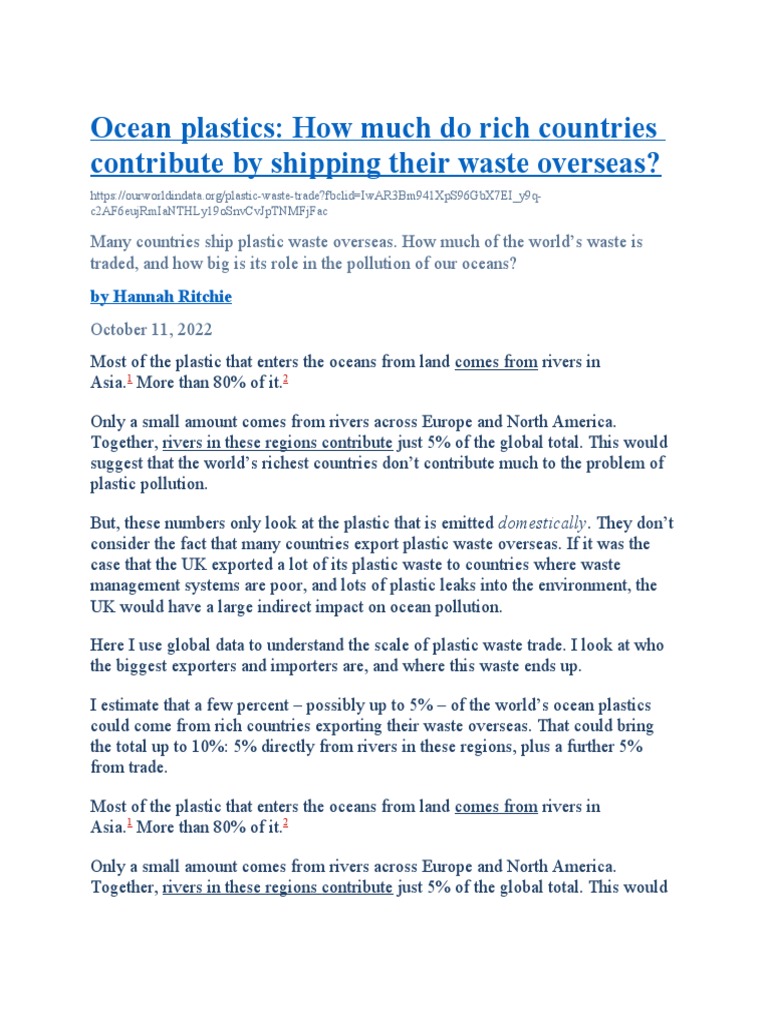 Ocean Plastics | PDF | Plastic | Waste