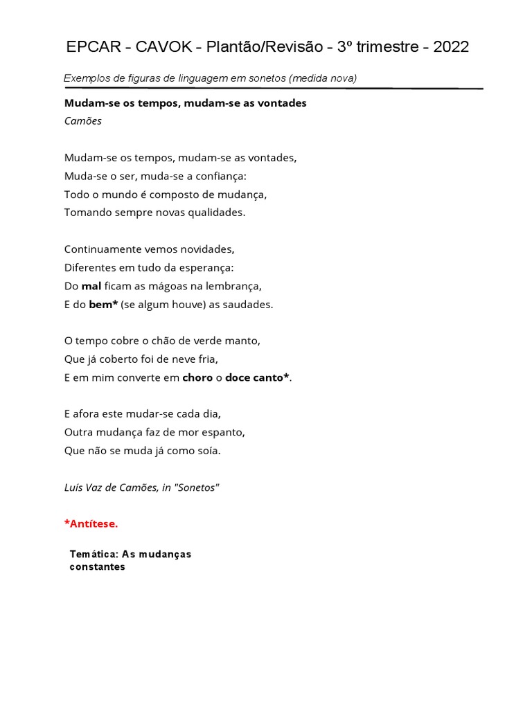 Exemplos de Sonetos e Figuras de Linguagem | PDF | Amor