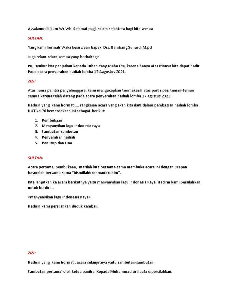 Teks MC 17 Agustus2021 | PDF