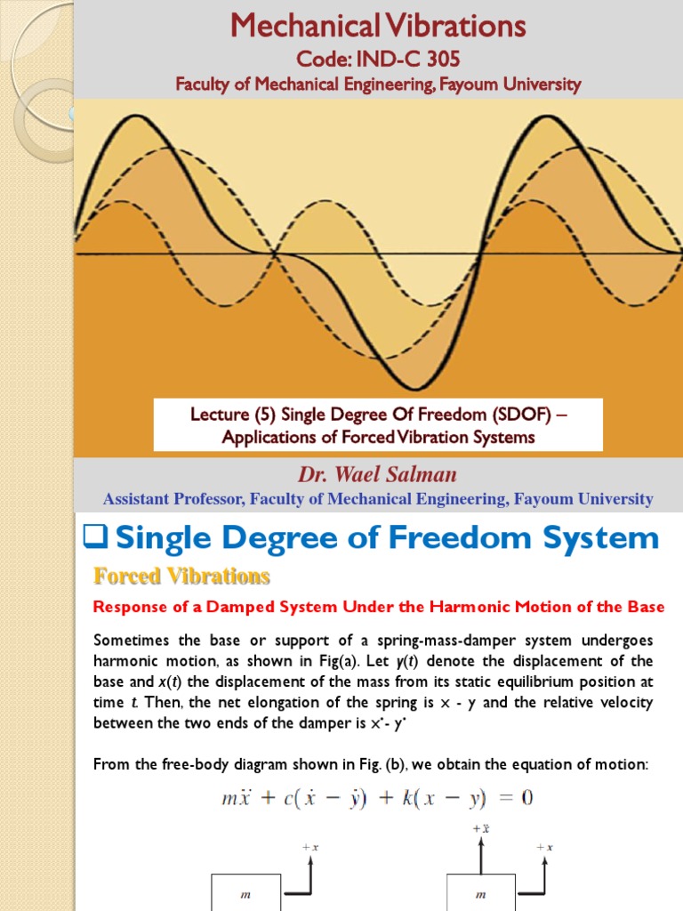 Lecture (5) - SDOF - Applications of Forced Systems | PDF | Oscillation ...