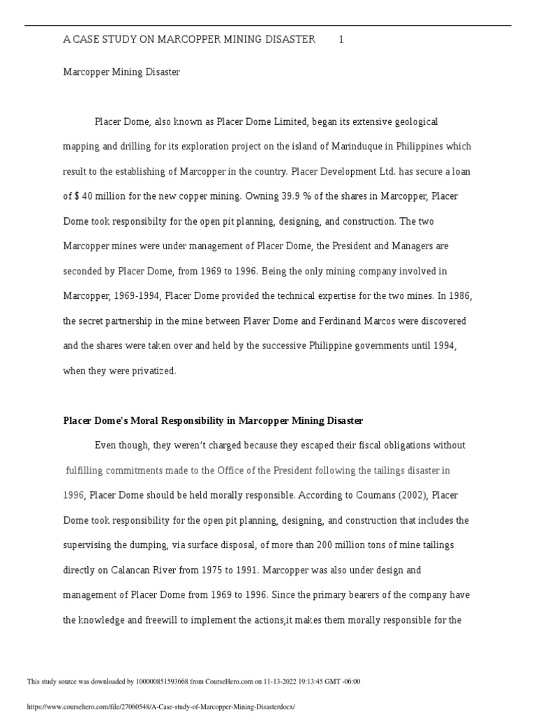 Marcopper Mining Disaster Study | PDF | Mining | Economies