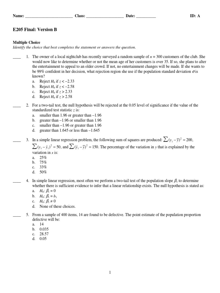 Econ205 Final Ans | PDF | Errors And Residuals | Regression Analysis
