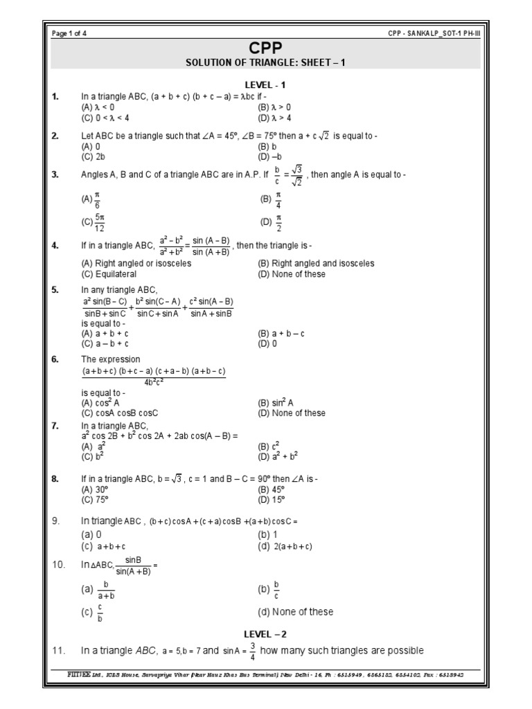 Sot - 1 | PDF | Triangle | Trigonometric Functions