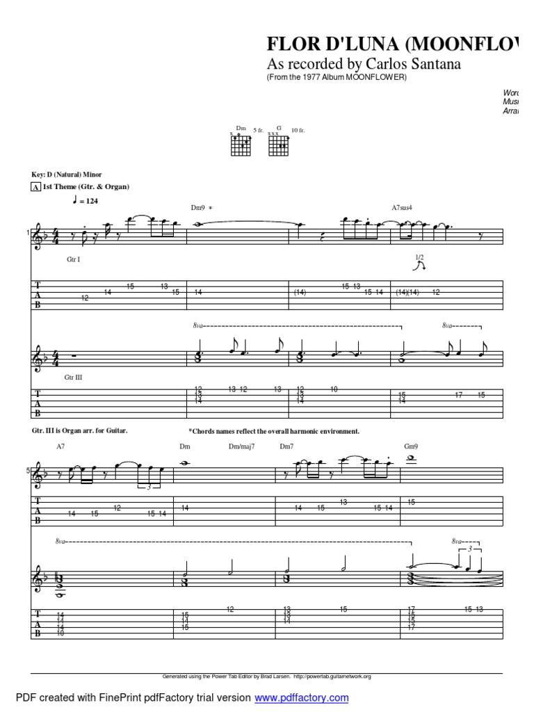 quot - Flor D'Luna (Moonflower) " - (PDF) - Guitar Alliance | PDF | Musicology | Elements Of Music