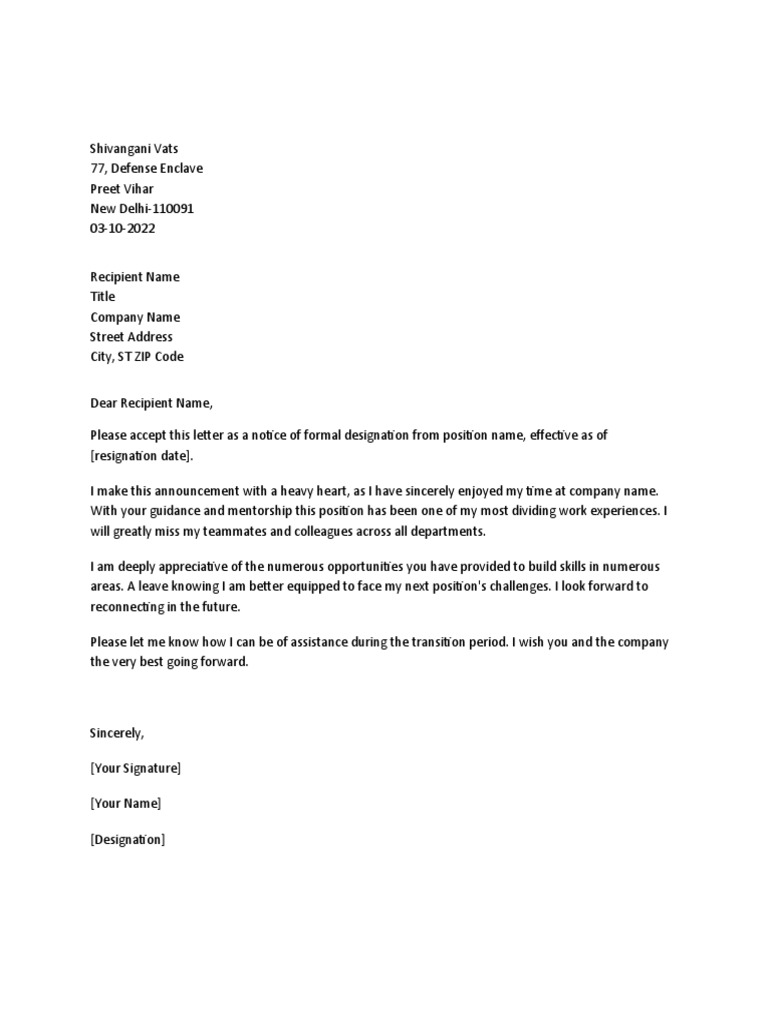 Resignation Letter | PDF