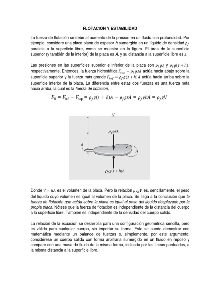 Flotación y Estabilidad | PDF | Flotabilidad | Fuerza