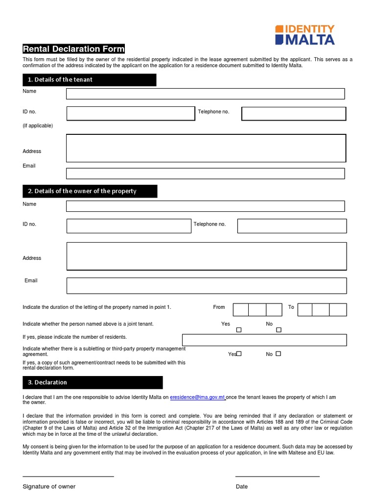 CEA Rental Declaration Form | PDF | Social Science