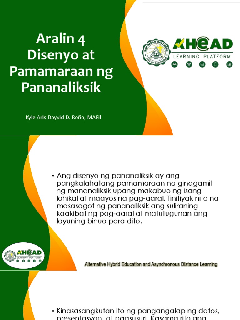 Aralin 4 - Disenyo at Pamamaraan NG Pananaliksik | PDF