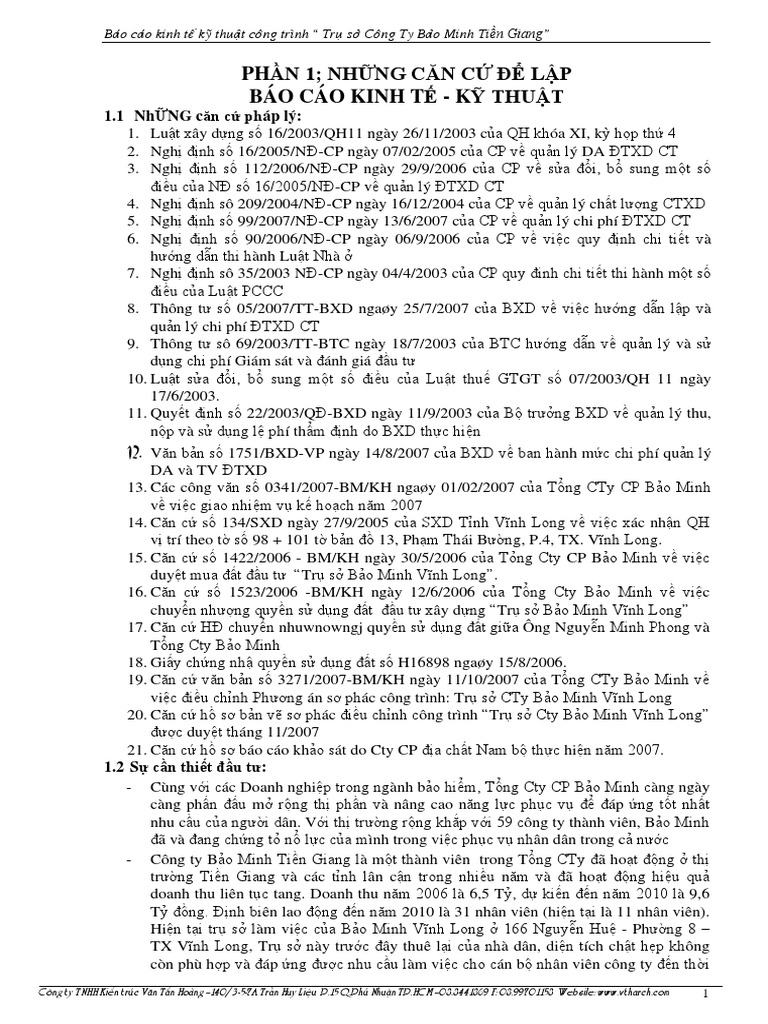 BC KTKT Da Tru So BM Vinh Long | PDF