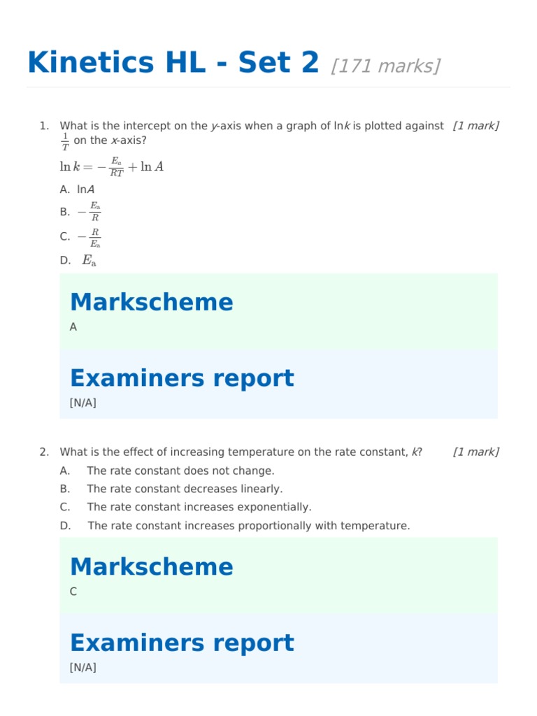 Kinetics HL - Set 2-MS | PDF | Reaction Rate | Activation Energy