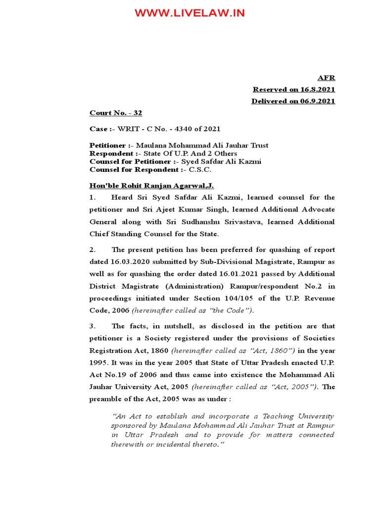 Azam Khan Allahabad High Court 400014 | PDF | Trust Law | Deed