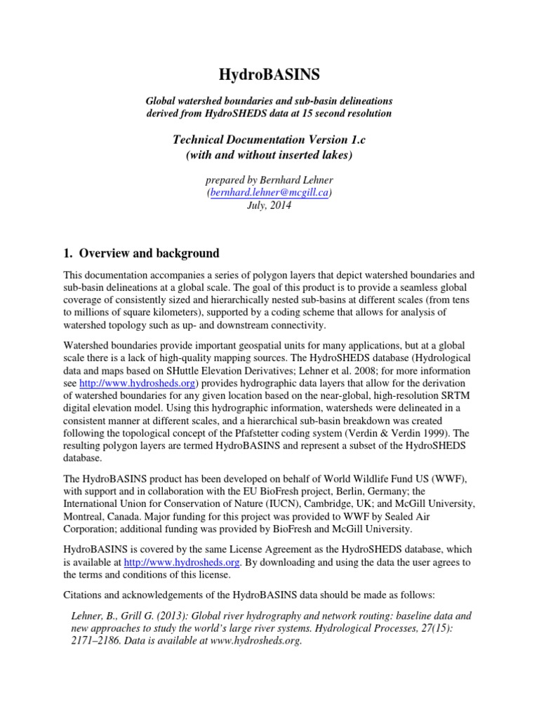 HydroBASINS TechDoc v1c | PDF