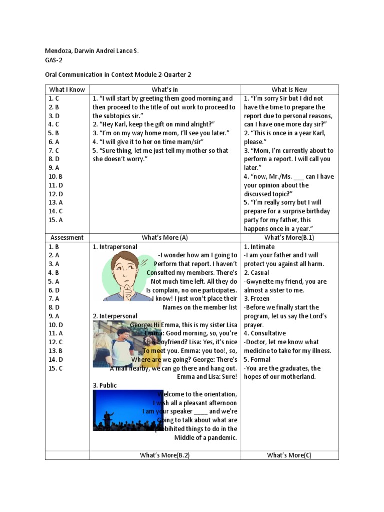 OC Module 9 Answers | Download Free PDF | Interpersonal Communication ...