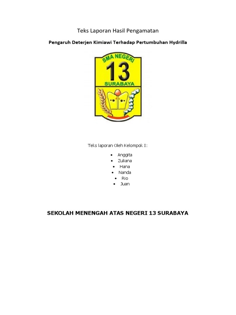 Teks Laporan Hasil Pengamatan Pdf