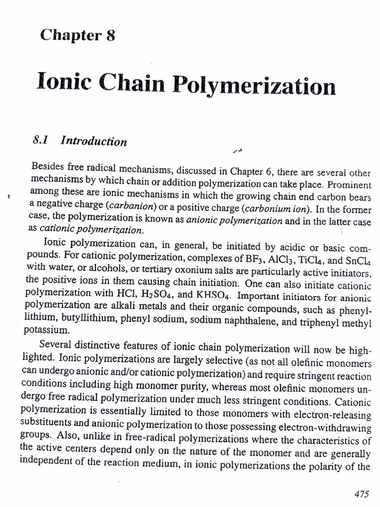 Ionic Polymerization | PDF | Polymerization | Ion
