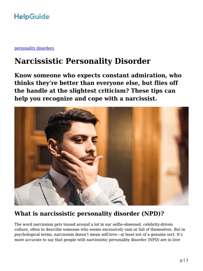 Understanding Narcissistic Personality Disorder | PDF | Narcissism ...