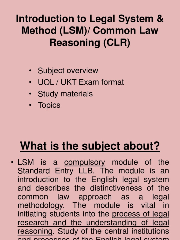 Introduction To Legal System Method Slides | PDF