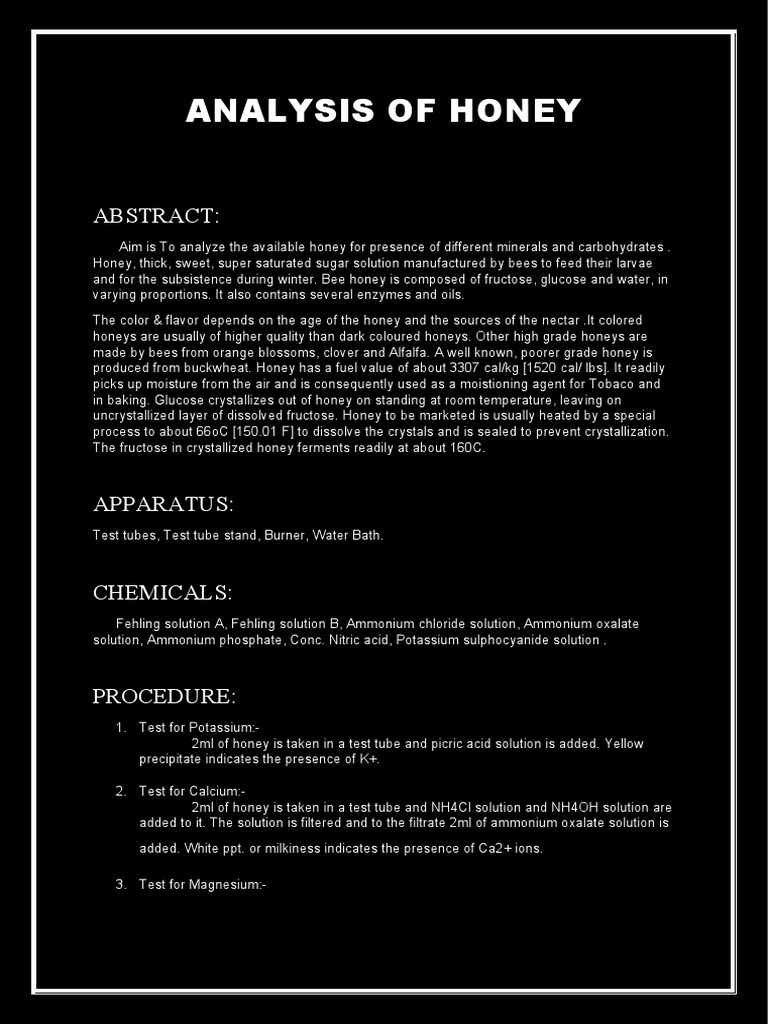 Analysis of Honey | PDF | Honey | Magnesium