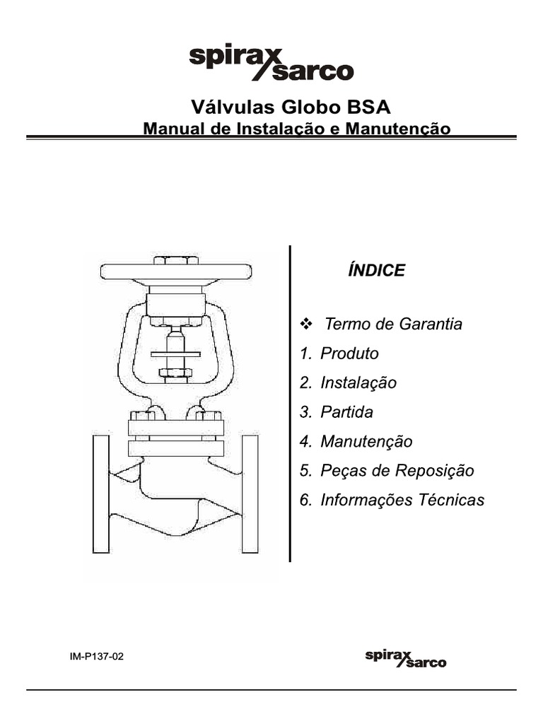 Válvulas Globo BSA-Installation Maintenance Manual | PDF | Válvula ...