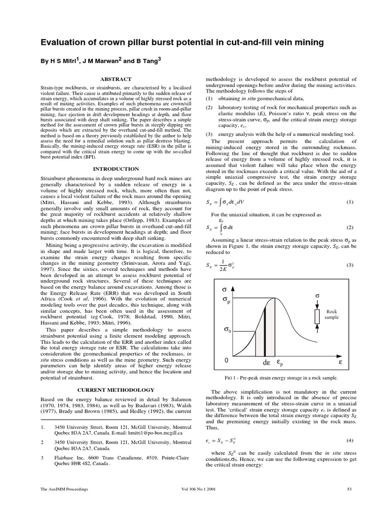 Evaluation of Crown Pillar | PDF | Stress (Mechanics) | Mining