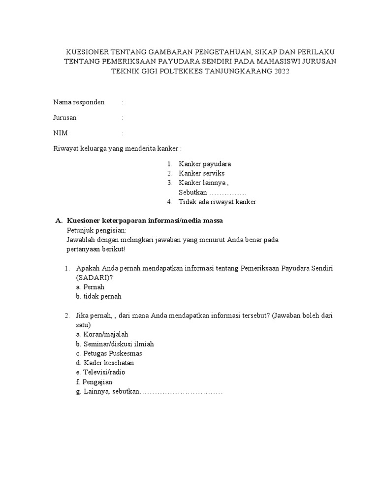 Pengetahuan dan Sikap SADARI Mahasiswi | PDF